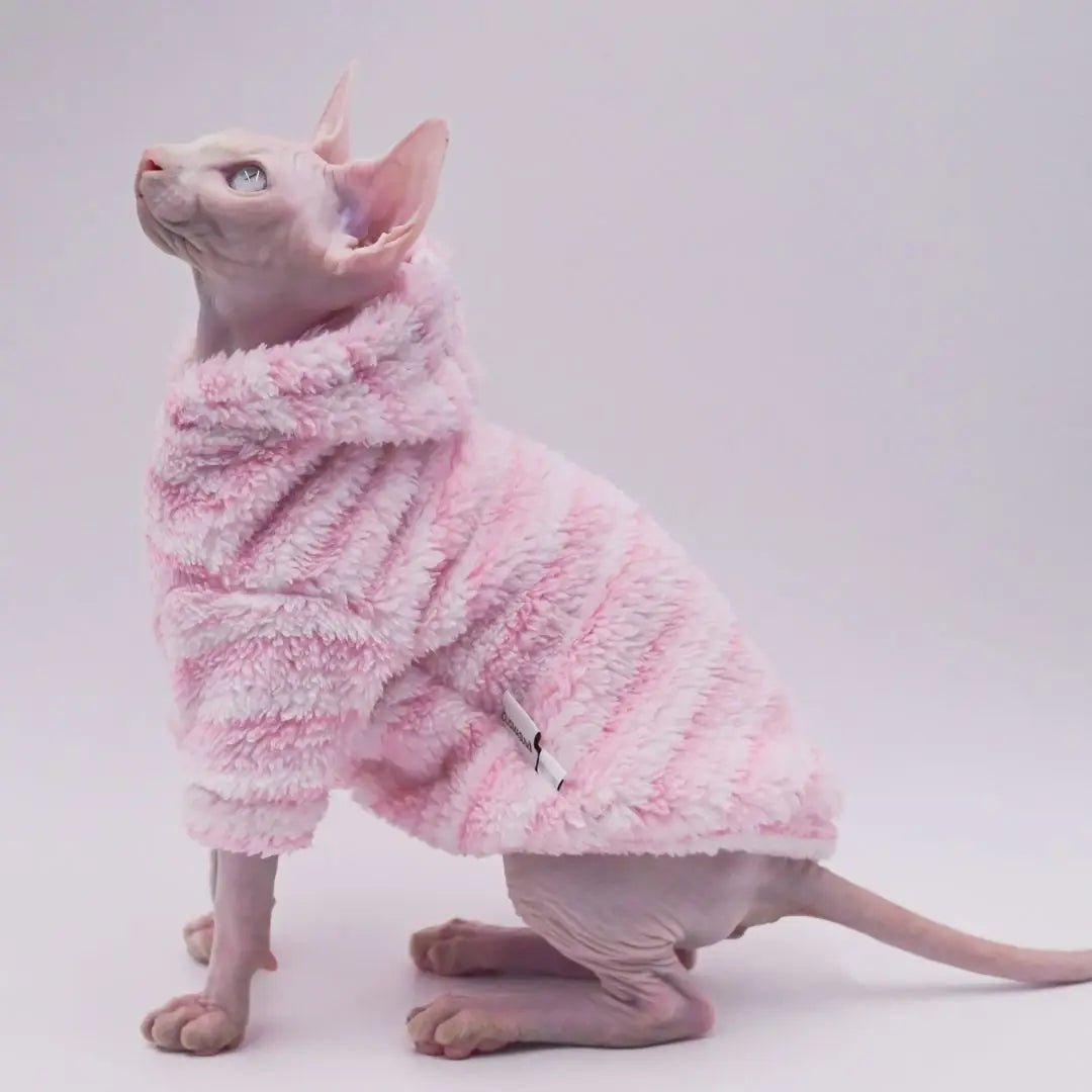 Pink Layers Chic Winter Sweater For Sphynx Cat – Meowgicians™