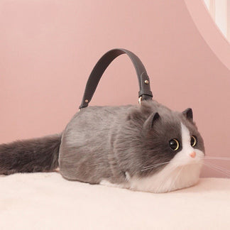 Amazingly real fluffy cat handbag - Handbag that 99% like a Real Cat ...