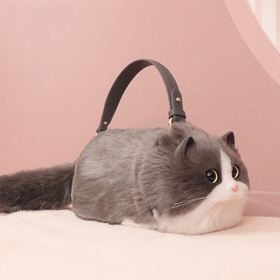 Amazingly real fluffy cat handbag - Handbag that 99% like a Real Cat ...