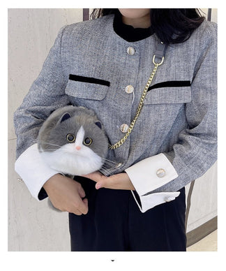 Amazingly real fluffy cat handbag - Handbag that 99% like a Real Cat ...