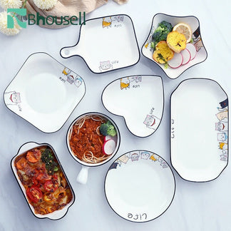 Cat and friends' kawaii ceramic plate set – Meowgicians™