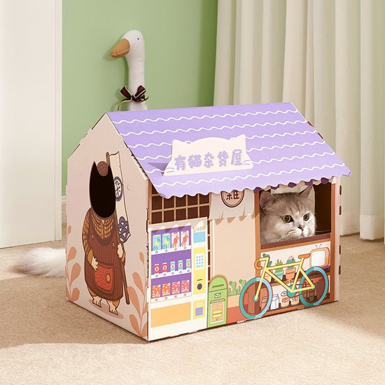 'Cat Inside Cafe!' Japanese Carton Cat Scratch Board & Bed – Meowgicians™