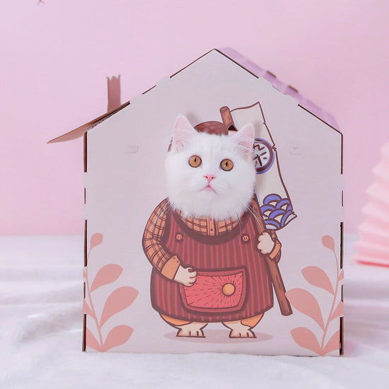 'Cat Inside Cafe!' Japanese Carton Cat Scratch Board & Bed – Meowgicians™