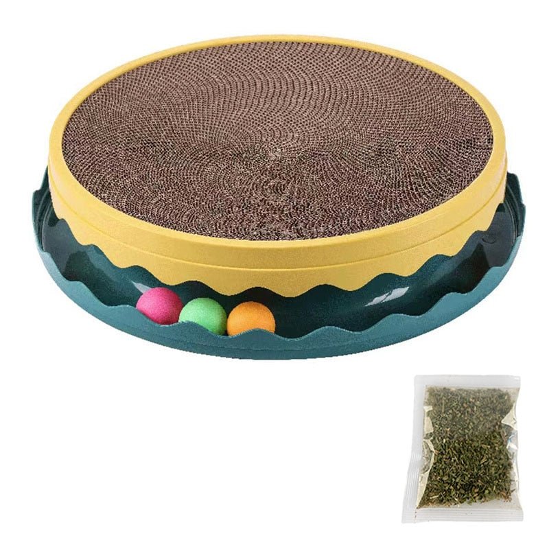 Cat scratch board with rolling balls – Meowgicians™