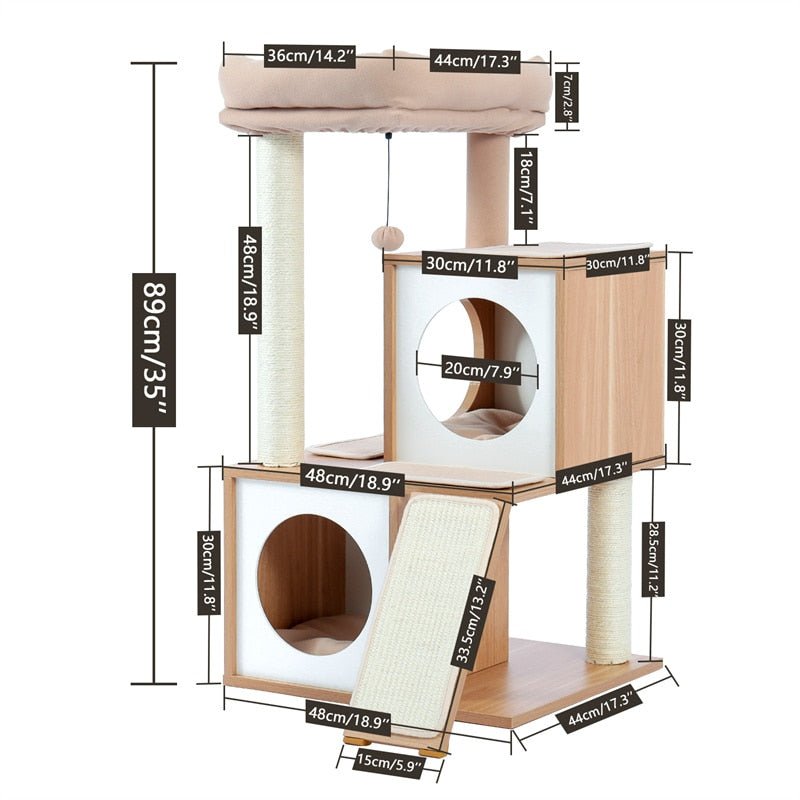 Modern Look Minimalist Cat Tree with Enclosure | Stylish & Functional ...