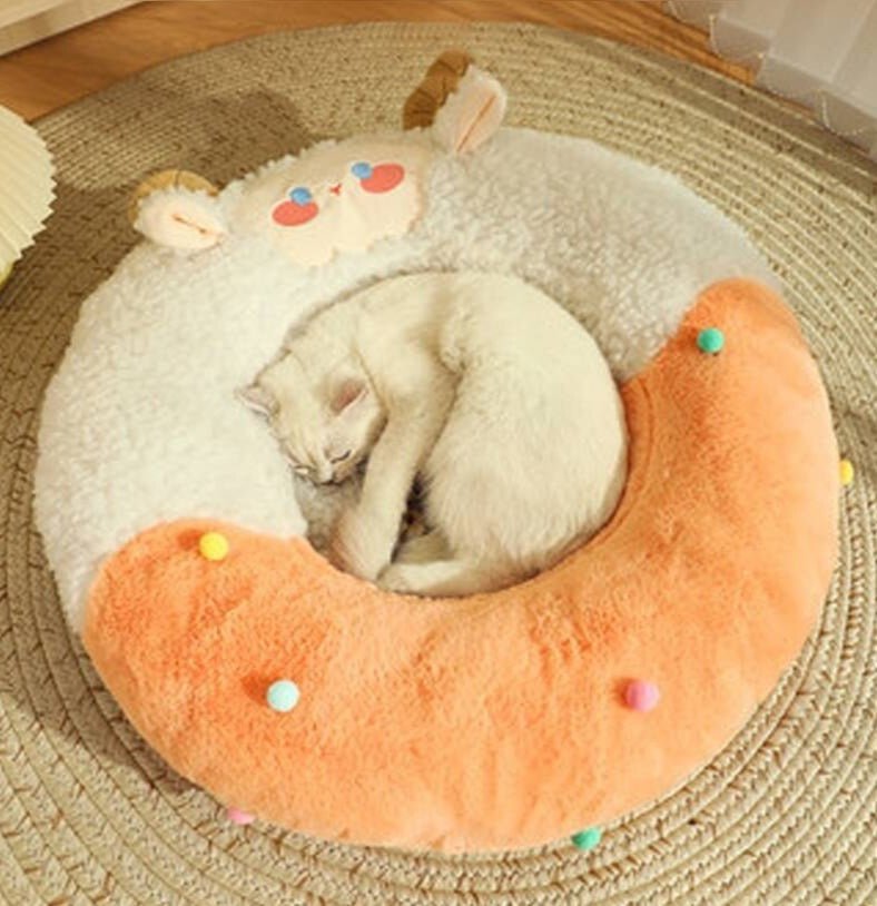 Cute sheep donut cat bed – Meowgicians™