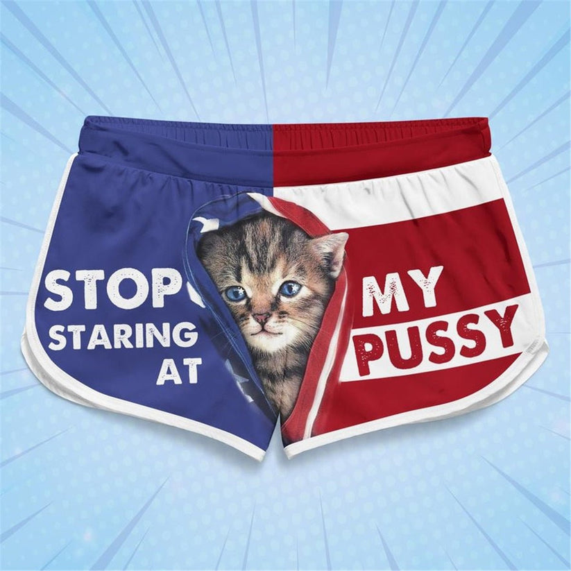 Funny Cat Themed Female Beach Shorts – Meowgicians™