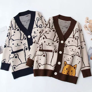 Kawaii Cat Cardigan | Outerwear With Outstanding Ginger Cat Design ...