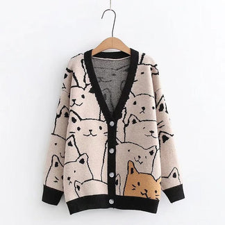 Kawaii Cat Cardigan | Outerwear With Outstanding Ginger Cat Design ...