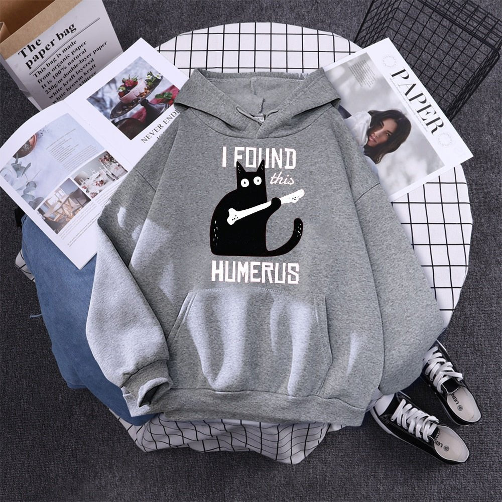 'I found this humerus' funny cat hoodie – Meowgicians™