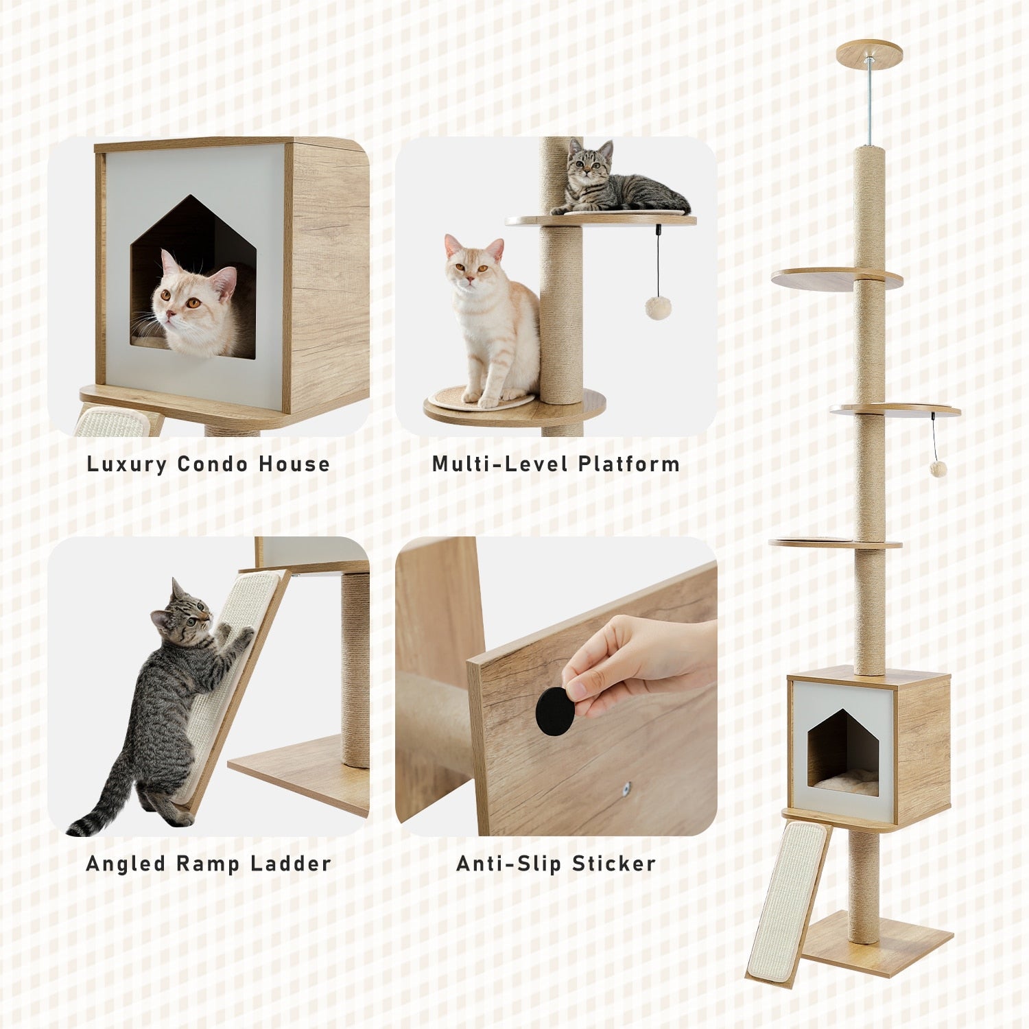 The 'Little House' Cat Tree | Modern Floor to Ceiling Cat Tree for Cat ...