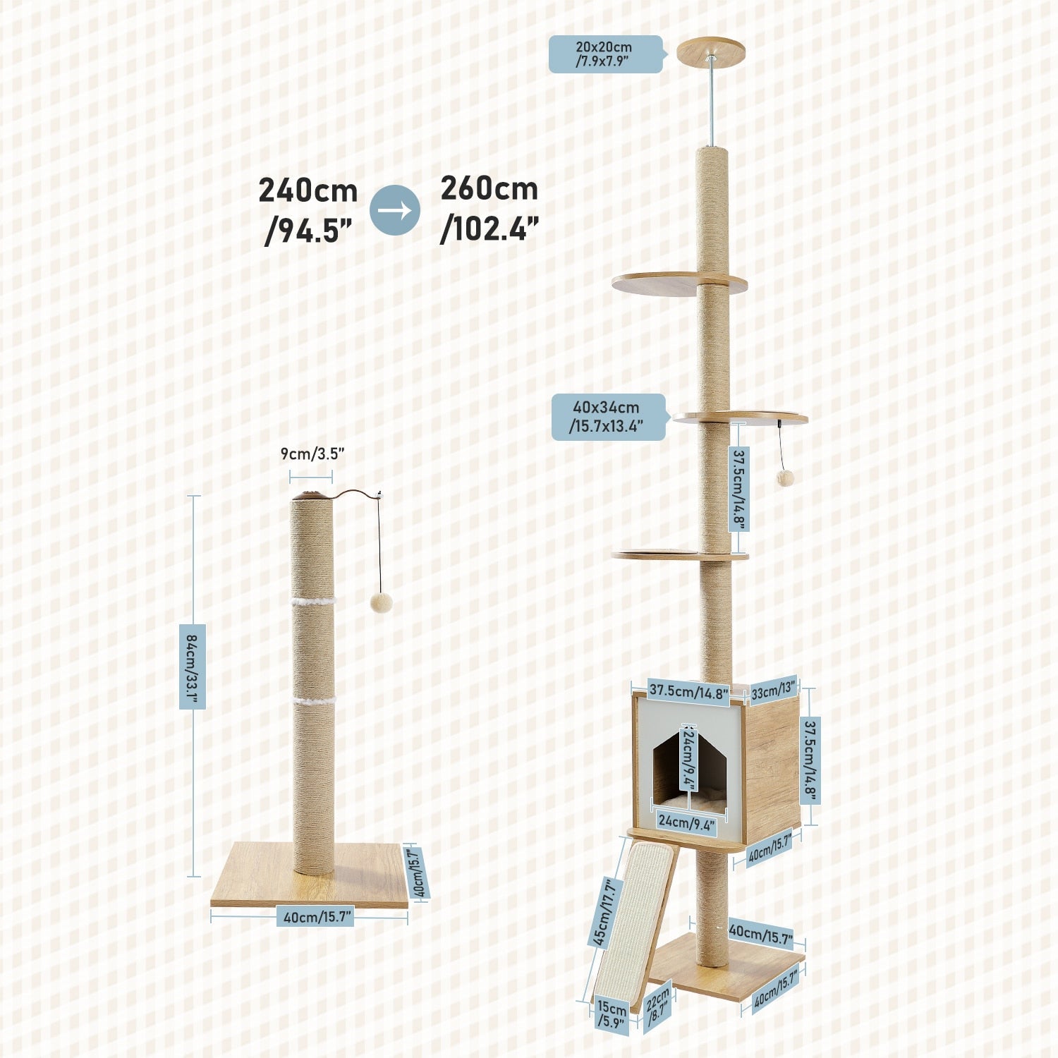 The 'Little House' Cat Tree | Modern Floor to Ceiling Cat Tree for Cat ...