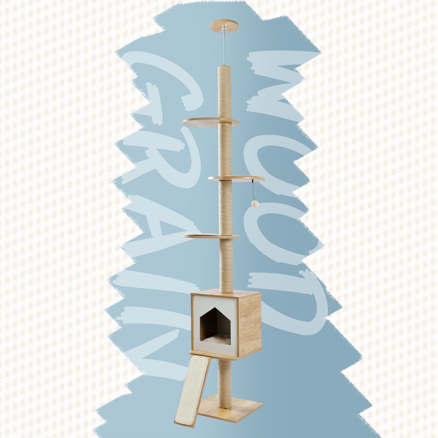 The 'Little House' Cat Tree | Modern Floor to Ceiling Cat Tree for Cat ...