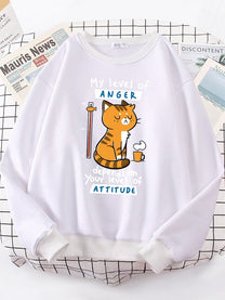 "My Level of Anger" Funny Cat Sweatshirt | Hilarious Cat Sweaters ...