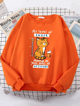 "My Level of Anger" Funny Cat Sweatshirt | Hilarious Cat Sweaters ...