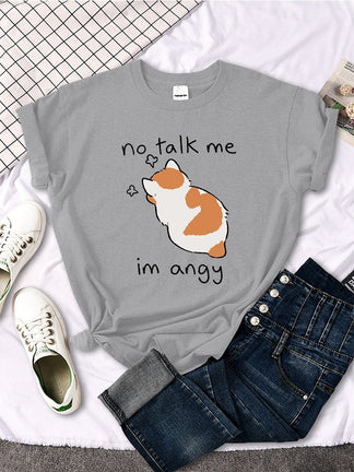 Funny Cat T-Shirt - 'No Talk Me, I'm Angry' - Cute and Playful Design ...