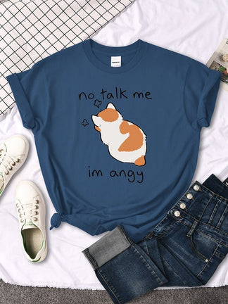 Funny Cat T-Shirt - 'No Talk Me, I'm Angry' - Cute and Playful Design ...