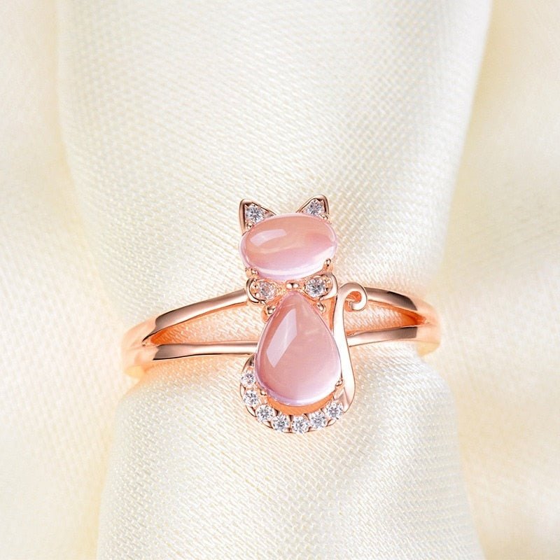 Pink stone lovely cat ring – Meowgicians™