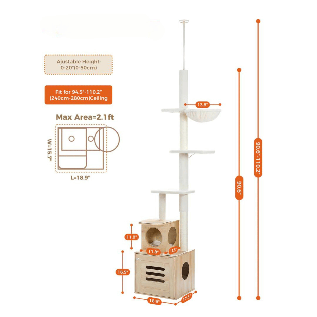 Practical Scandinavian Design Floor To Ceiling Cat Tree With Litter Bo ...