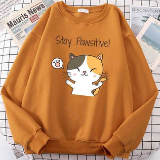"Stay Pawsitive!" Kawaii Cat Sweater – Meowgicians™