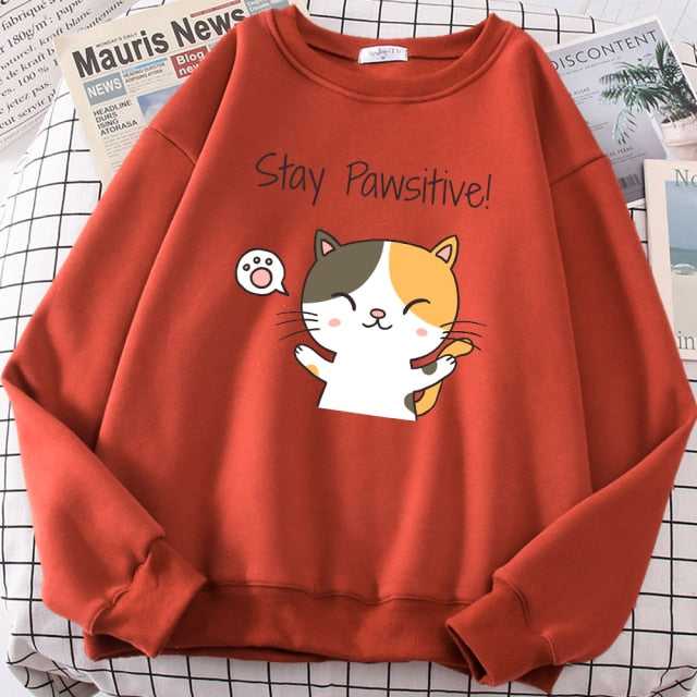 "Stay Pawsitive!" Kawaii Cat Sweater – Meowgicians™