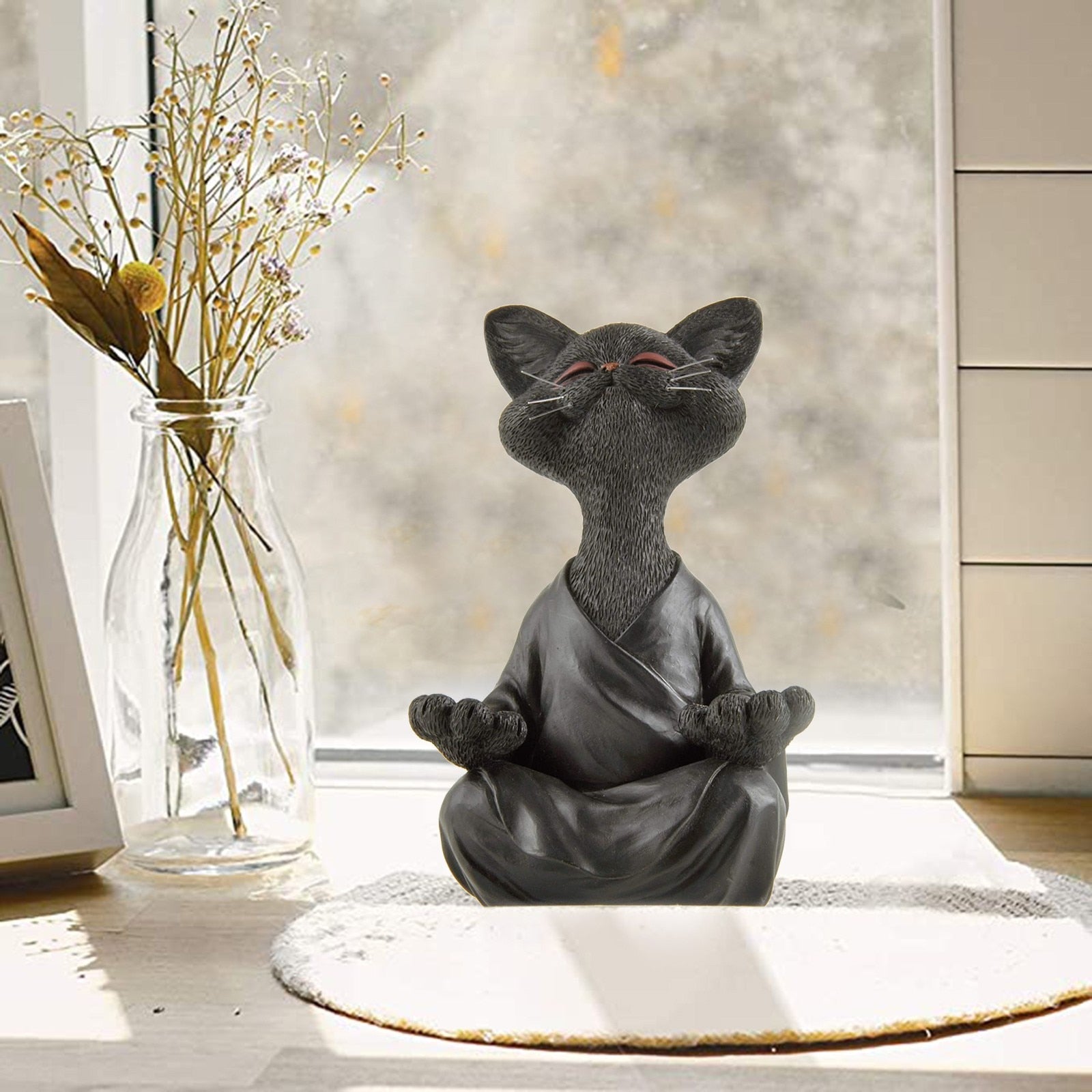 Taoism Buddhist Cat Figurine | Embrace Calmness with Meditation ...