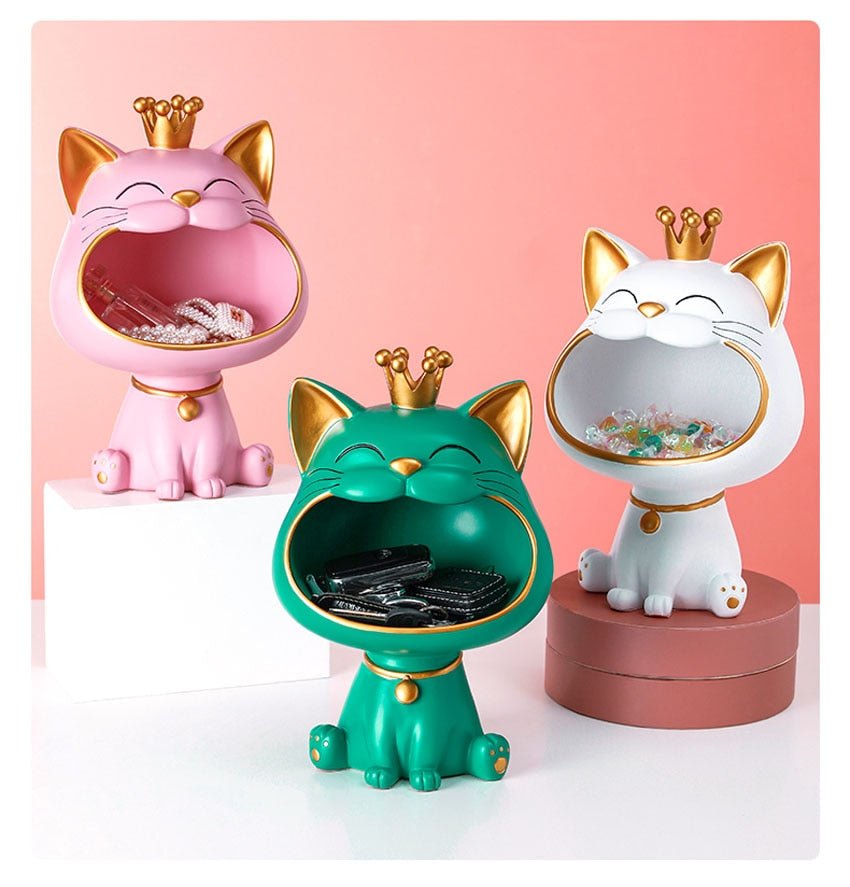 Laughing Cat Key Holder with Crown - Adorable & Functional Cat Figure ...
