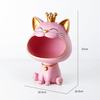 Laughing Cat Key Holder with Crown - Adorable & Functional Cat Figure ...