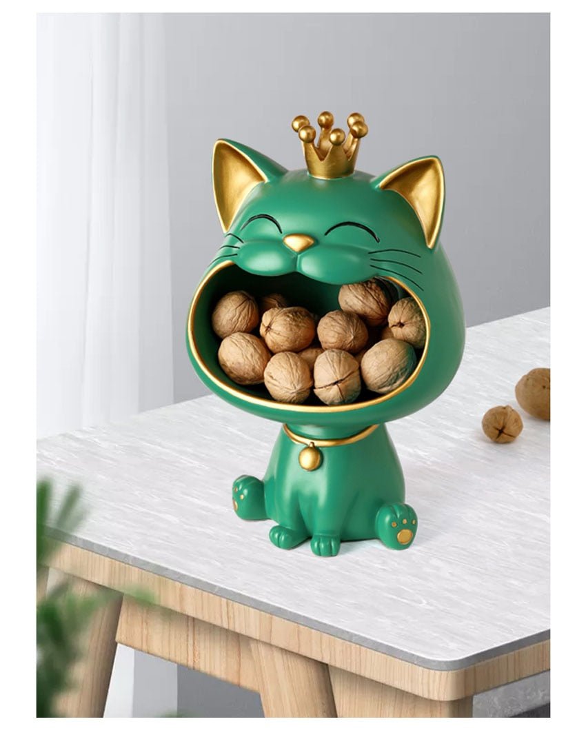Laughing Cat Key Holder with Crown - Adorable & Functional Cat Figure ...