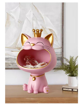 Laughing Cat Key Holder with Crown - Adorable & Functional Cat Figure ...