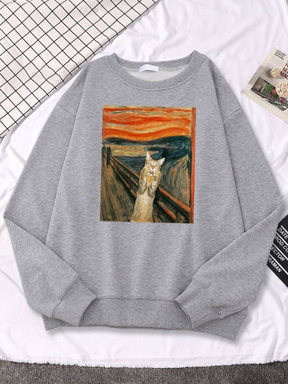 Hilarious Screaming Cat Sweatshirt | Kitty Edition Of The Scream Art ...