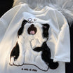 The Yawning Cow Cat Fluffy Pattern T-Shirt – Meowgicians™